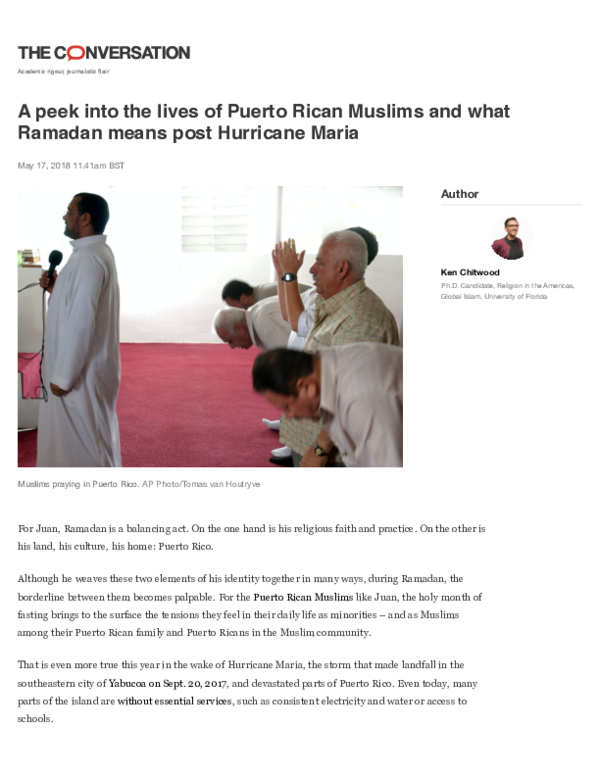 (PDF) A peek into the lives of Puerto Rican Muslims and what Ramadan ...