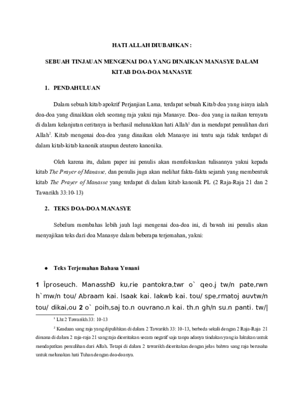 (DOC) Doa Manasye Mengubah Hati Allah
