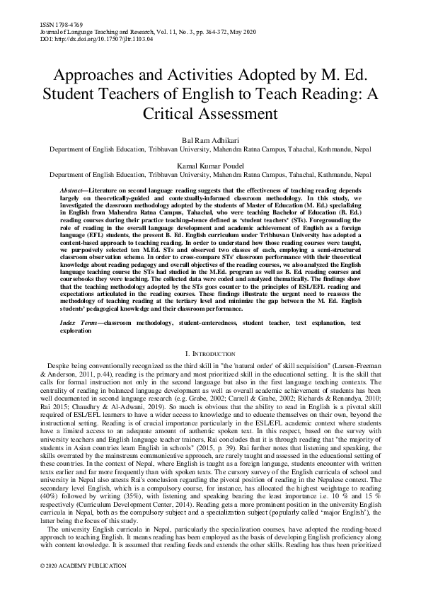 (PDF) Reading article