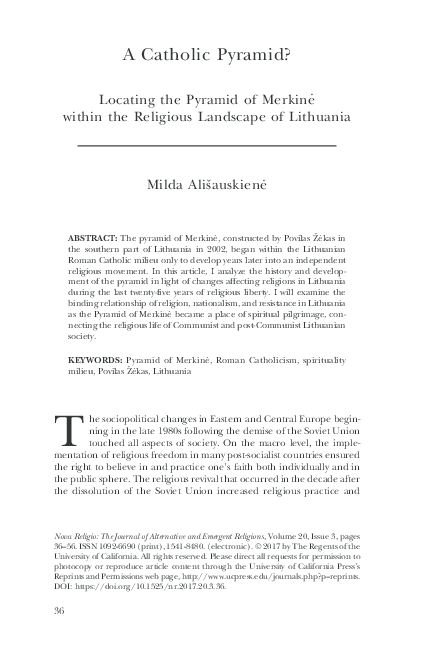 (PDF) A Catholic Pyramid? Locating the Pyramid of Merkinė within the ...