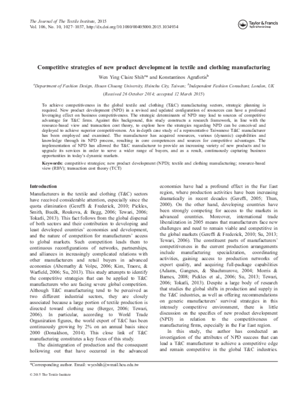(PDF) Competitive strategies of new product development in textile and ...