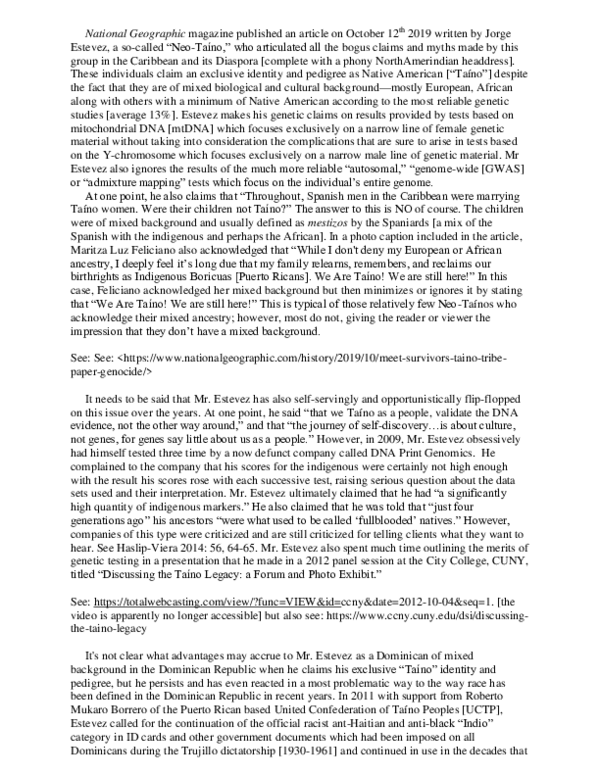 (PDF) Caribbean "Neo-Taino" Claims, National Geographic