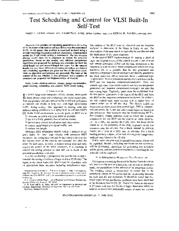 (PDF) Test scheduling and control for VLSI built-in self-test