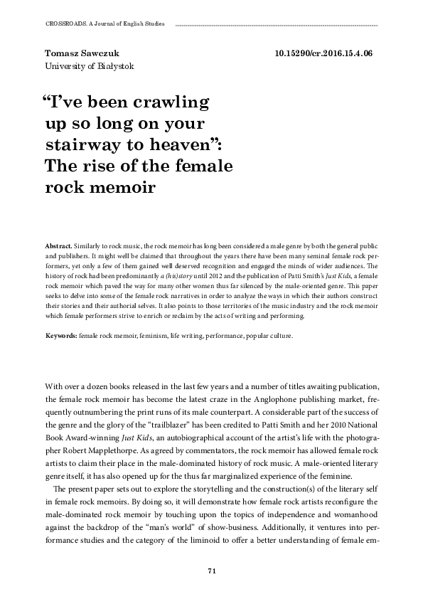 (PDF) "I’ve Been Crawling Up So Long on Your Stairway to Heaven": The ...