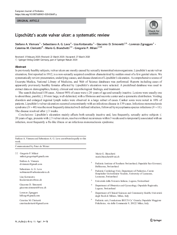 (PDF) Lipschütz's acute vulvar ulcer: a systematic review