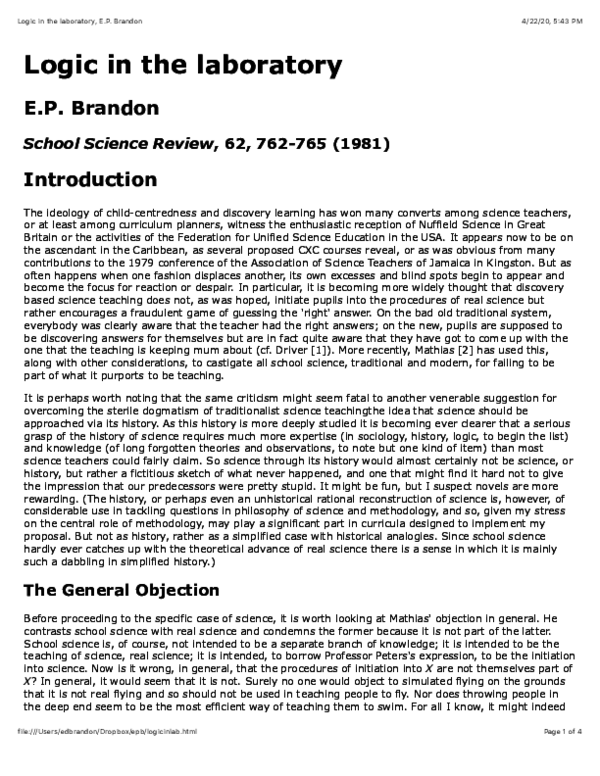 (PDF) Logic in the laboratory