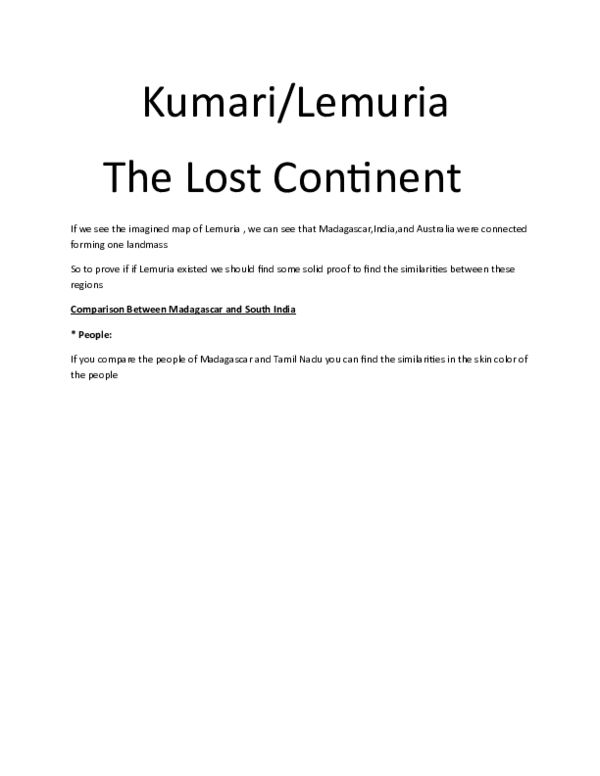 Lemuria: The Lost Continent