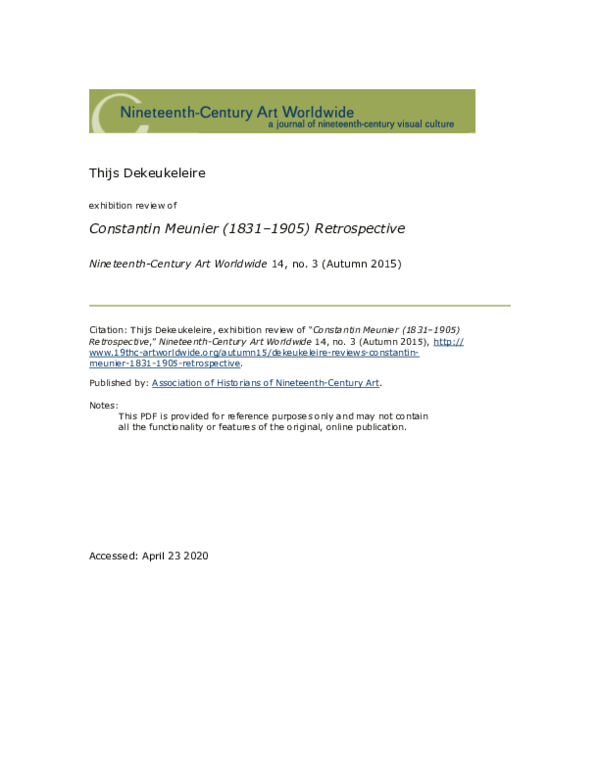 (PDF) Constantin Meunier (1831-1905) Retrospective: Review of the Royal ...
