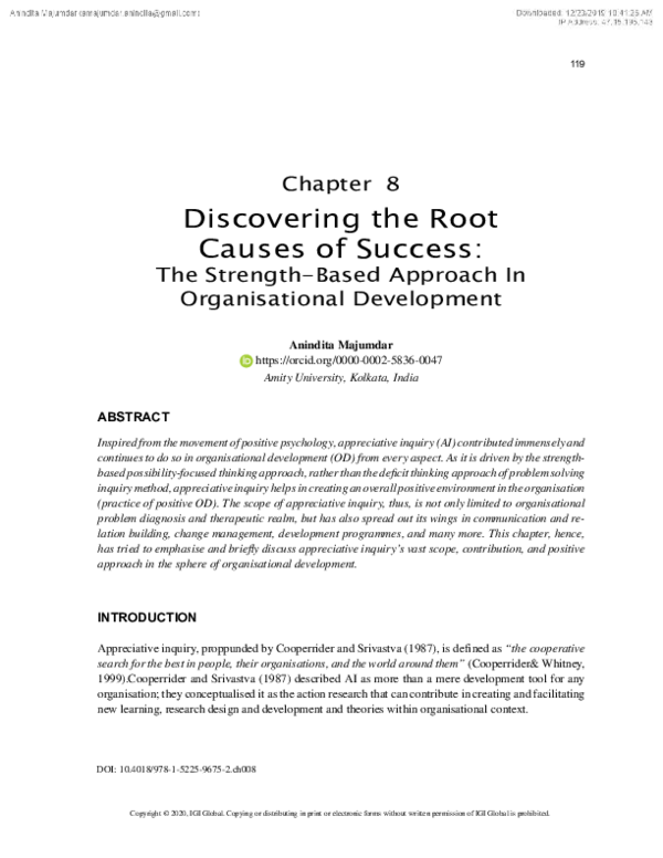 (PDF) Discovering the Root Causes of Success The Strength Based ...