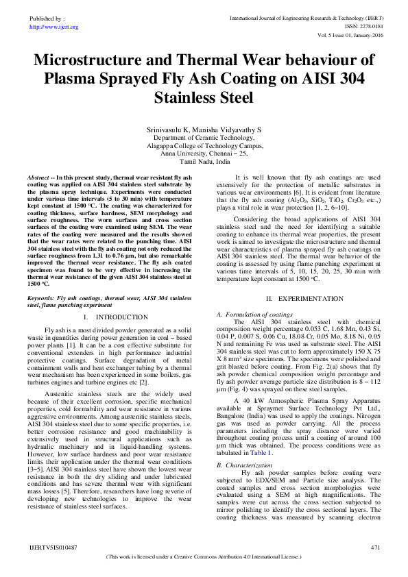 (PDF) Thermal and Dry Sliding Wear Behavior of Plasma Sprayed Red Mud-Fly Ash Coatings on Mild ...