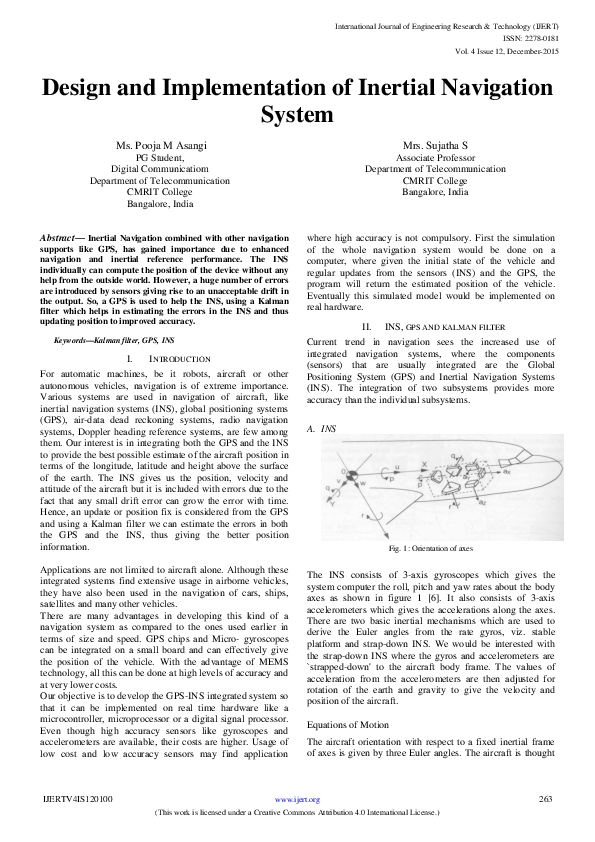 (PDF) Design and Implementation of Inertial Navigation System