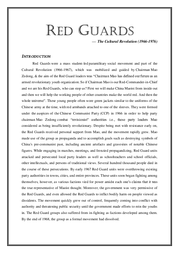 (PDF) History Of Modern China (Red Guards)