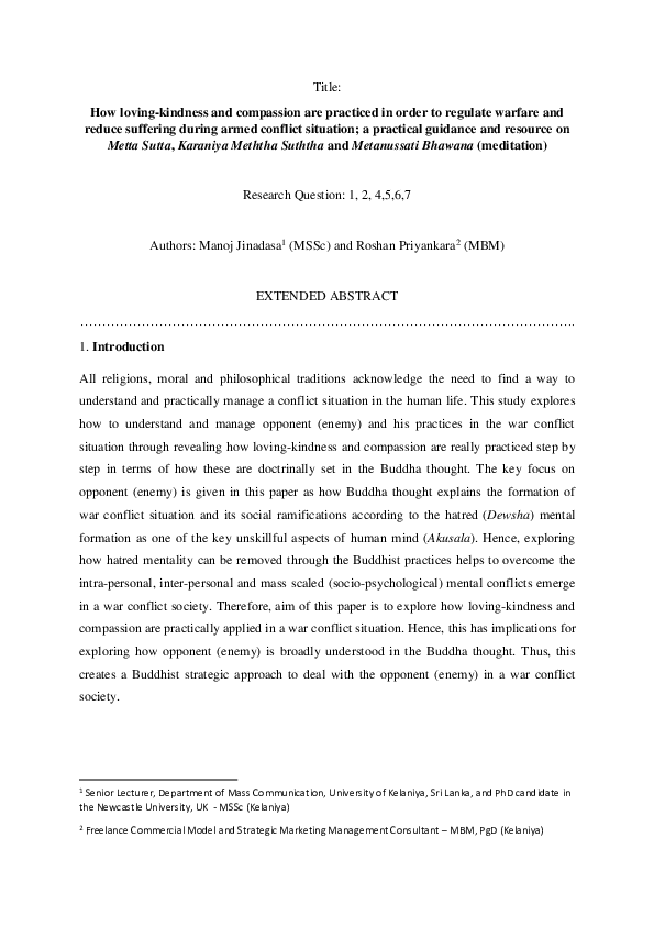 (PDF) How loving-kindness and compassion are practiced in order to ...