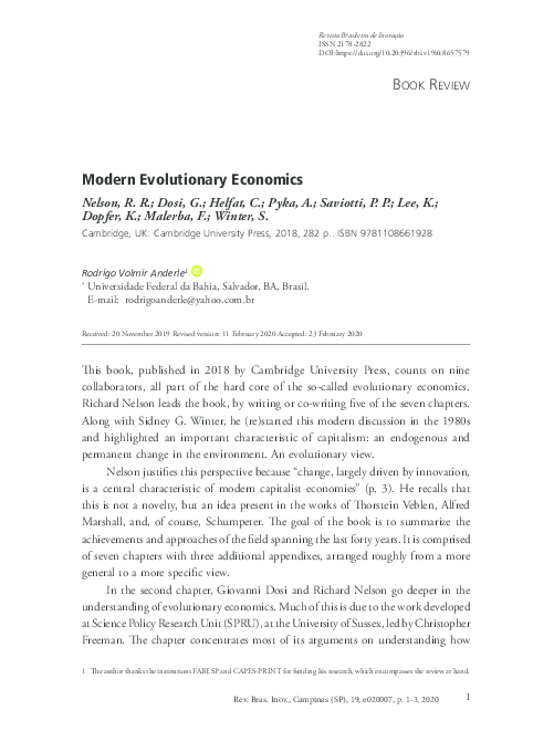 (PDF) Modern Evolutionary Economics