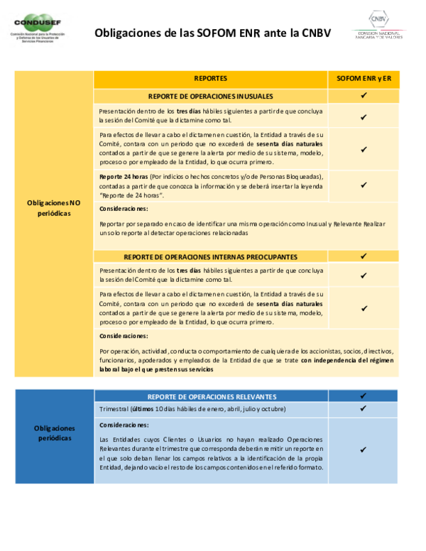 (PDF) Obligaciones de las SOFOM ENR ante la CNBV REPORTES SOFOM ENR y ...