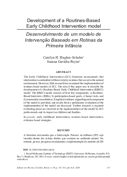 (PDF) Development of a Routines-Based Early Childhood Intervention model