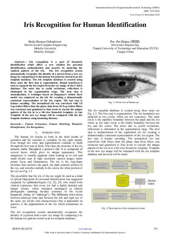 (PDF) IJERT-Iris Recognition for Human Identification | IJERT Journal - Academia.edu