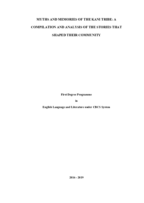 (DOC) Myths and Memories of the Kani Tribe: A Compilation and Analysis ...