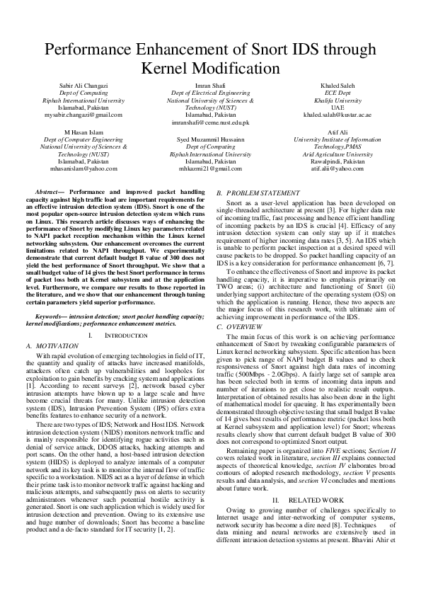 (PDF) Performance Enhancement of Snort IDS through Kernel Modification