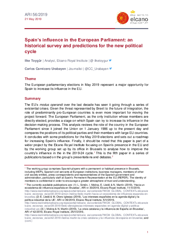 (PDF) Spain's influence in the European Parliament: an historical ...