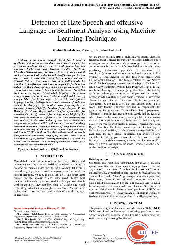(PDF) Detecting hate speech scoupus paper (PDF) Detecting hate speech scoupus paper