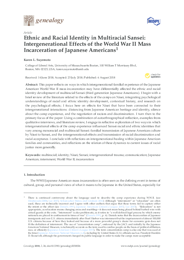 (PDF) Ethnic and Racial Identity in Multiracial Sansei ...