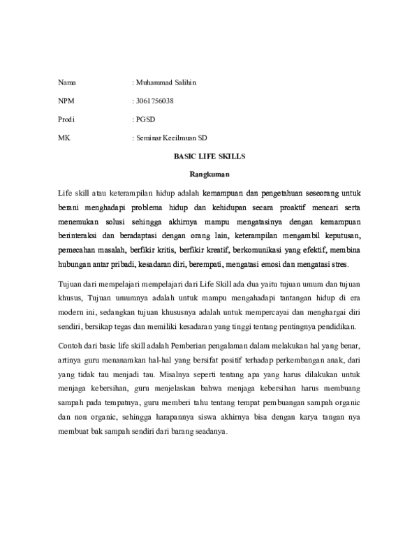 (DOC) Basic Life Skill Muhammad Salihin