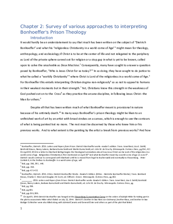 (DOC) Influence of Karl Barth on Dietrich Bonhoeffer's Theology