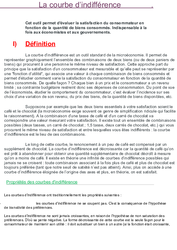 (DOC) La courbe d'indifférence