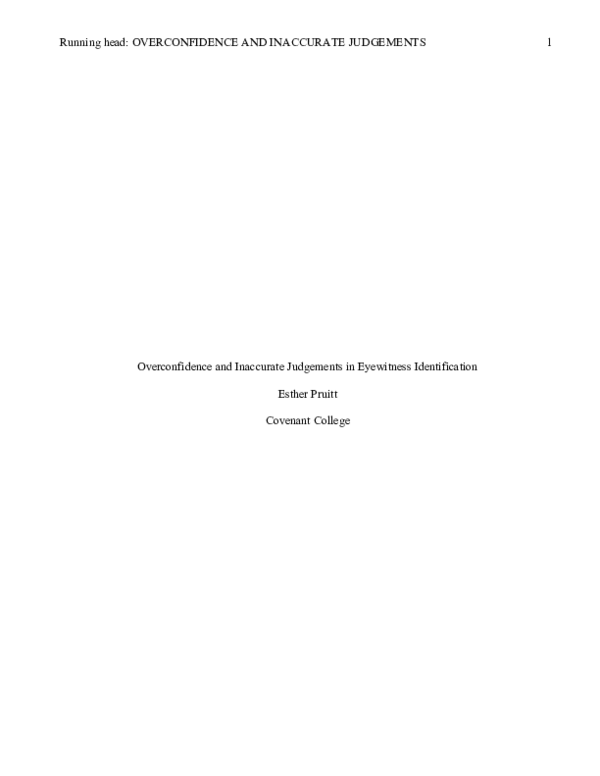 (PDF) Overconfidence and Inaccurate Judgements in Eyewitness Identification
