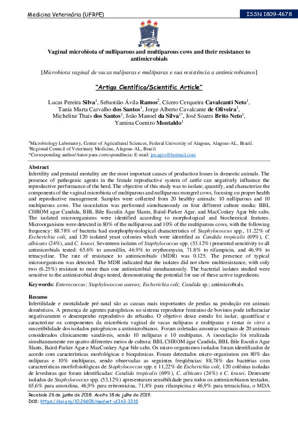 (PDF) Vaginal microbiota of nulliparous and multiparous cows and their ...
