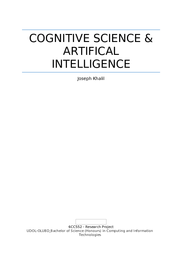 (DOC) Research Project Cognitive science Artificial intelligence