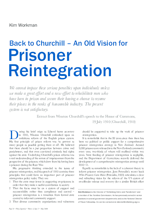 (PDF) Back to Churchill An old vision for Prisoner Reintegration