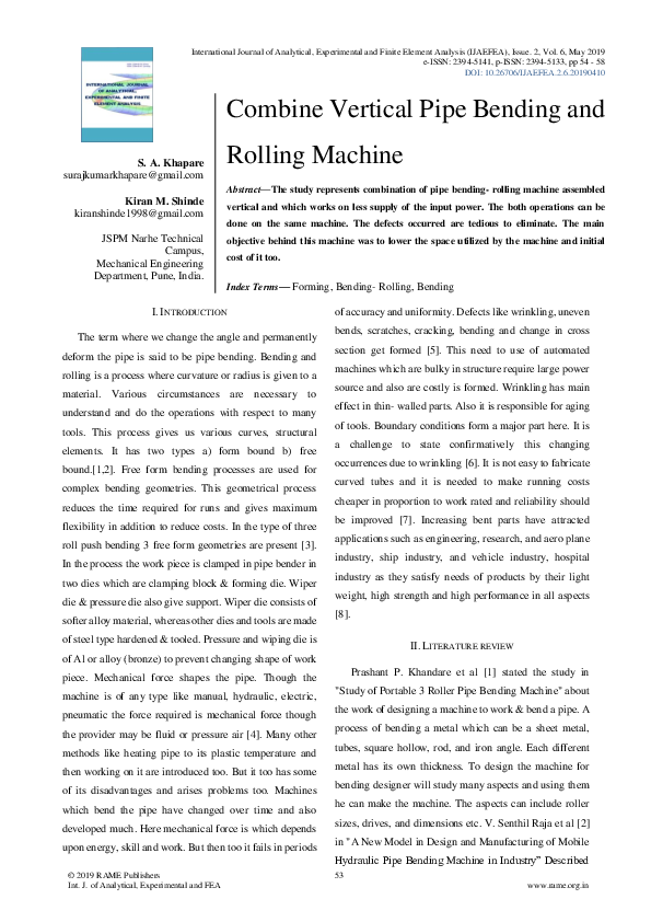 (PDF) Combine Vertical Pipe Bending and Rolling Machine