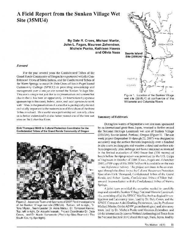 (PDF) A Field Report from the Sunken Village Wet Site (35MU4)