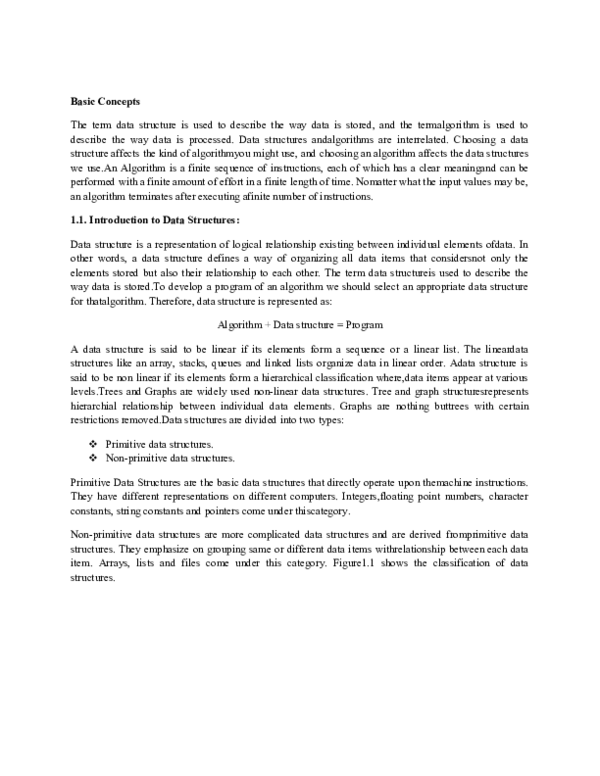 (DOC) Datastructures Notes