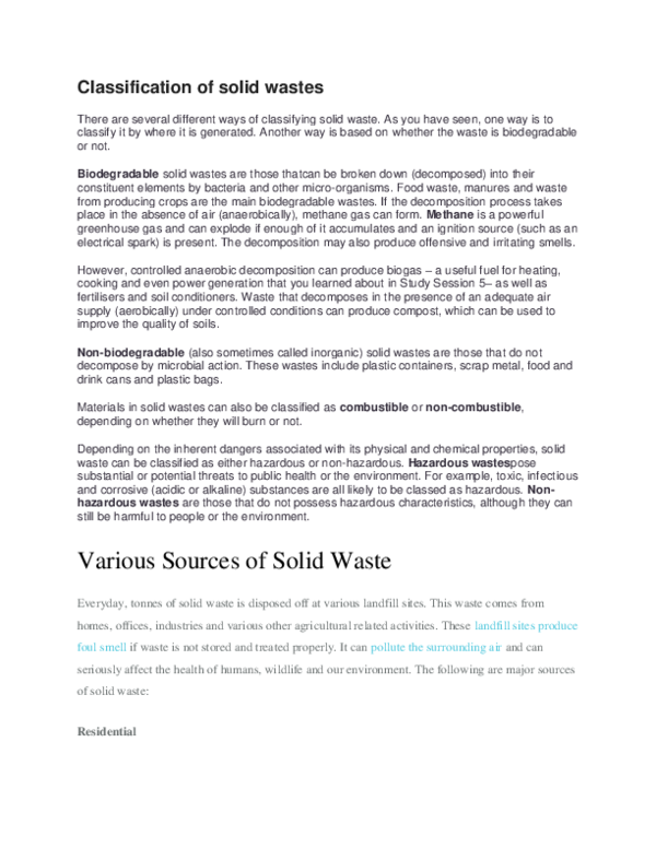 (PDF) Classification of solid wastes