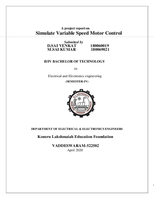 Pdf Simulate Variable Speed Motor Control