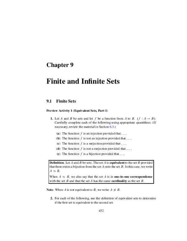 (PDF) Finite and Infinite Sets