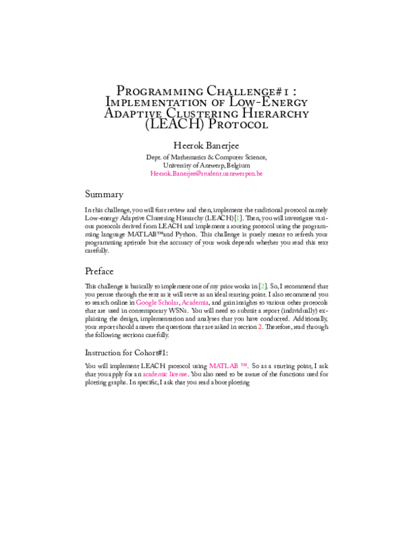 (PDF) Programming Challenge#1: Implementation of Low-Energy Adaptive ...