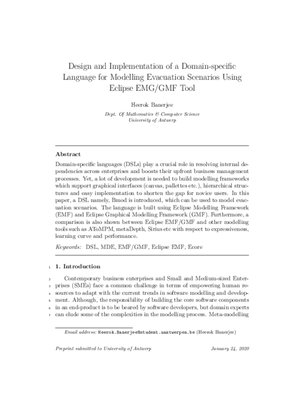 (PDF) Design and Implementation of a Domain-specific Language for Modelling Evacuation Scenarios ...