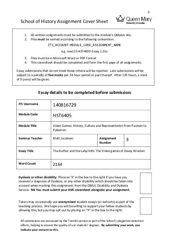 (PDF) The Author and the Labyrinth: The Video Games of Davey Wreden