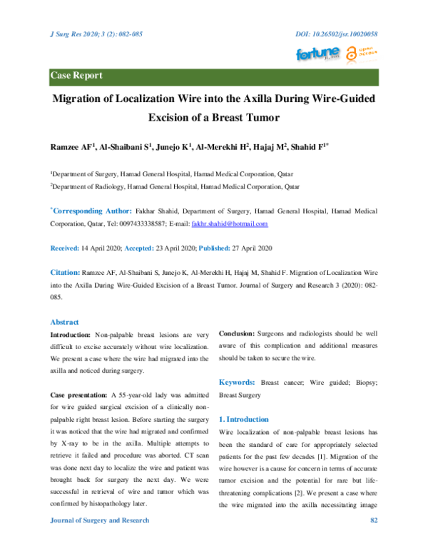 (PDF) Migration of localization wire into the axilla during wireguided ...