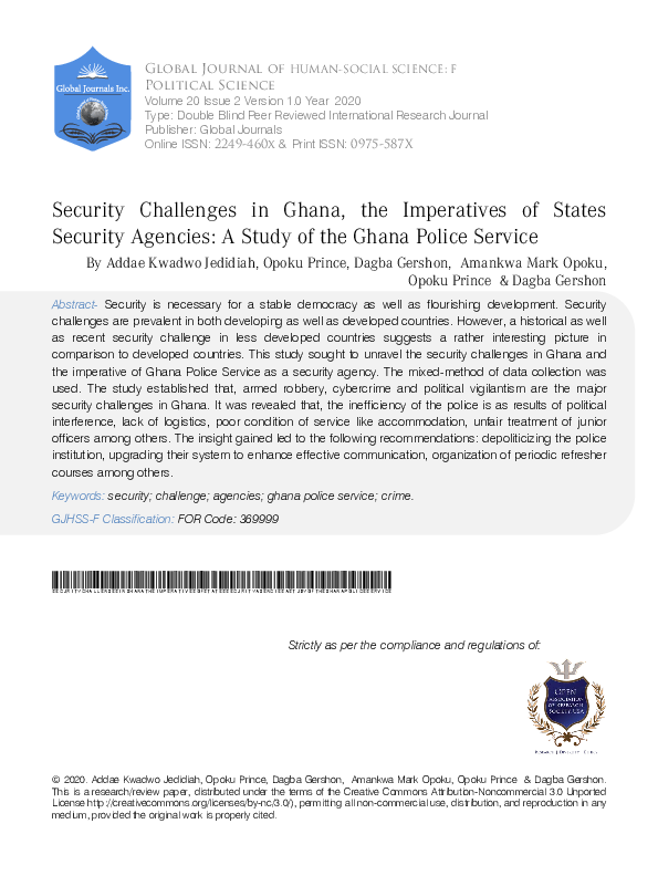(PDF) Security Challenges in Ghana, the Imperatives of States Security ...
