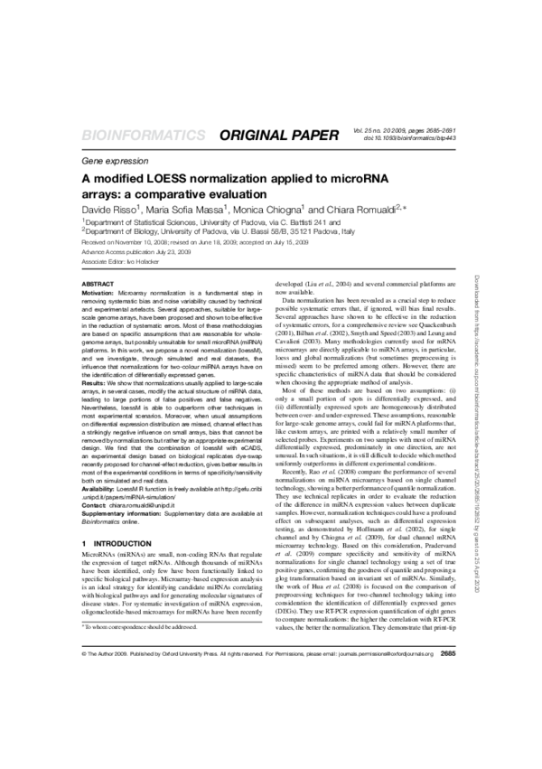 (PDF) A modified LOESS normalization applied to microRNA arrays: a comparative evaluation