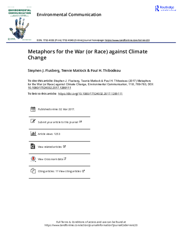 (PDF) Environmental Communication Metaphors for the War (or Race ...