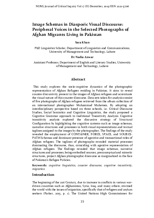 (PDF) Image Schemas in Diasporic Visual Discourse: Peripheral Voices in ...