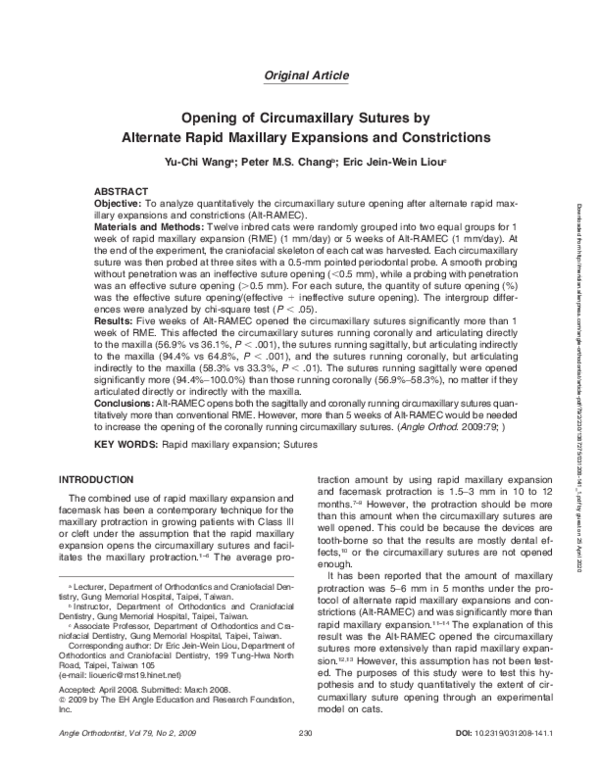 (PDF) Comparative Effects of Alt-RAMEC and RME on Suture Opening