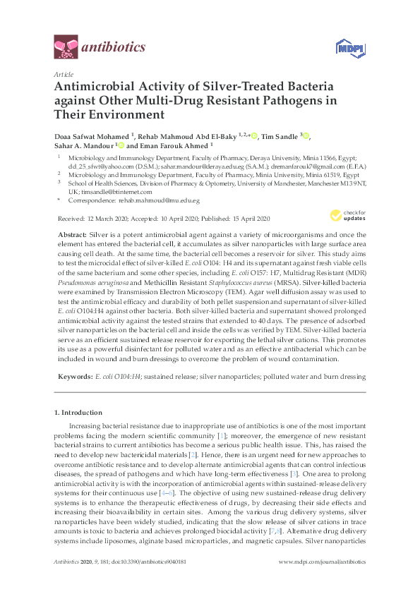 (PDF) Antimicrobial Activity of Silver-Treated Bacteria against other Multi-Drug Resistant ...
