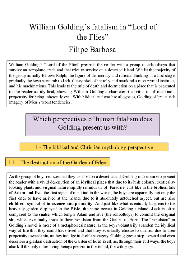 (PDF) William Golding´s fatalism in "Lord of the Flies"